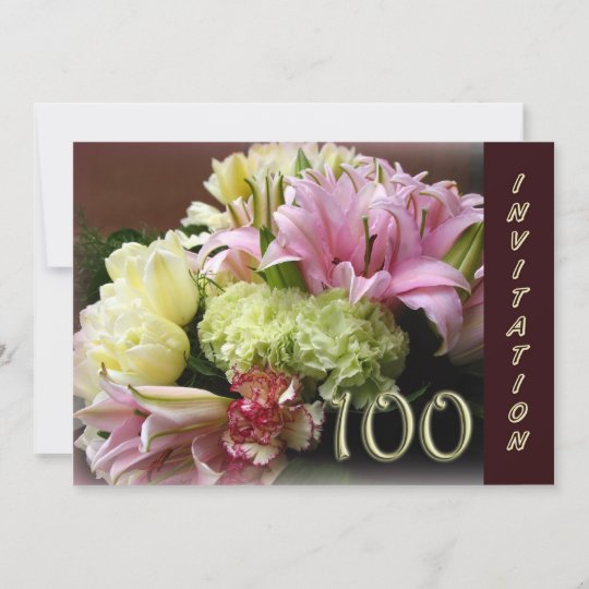100th Birthday Party Invitation - Flower Bouquet | Zazzle.com