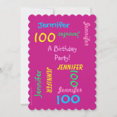100th Birthday Party Invitation Hot Pink Customize | Zazzle
