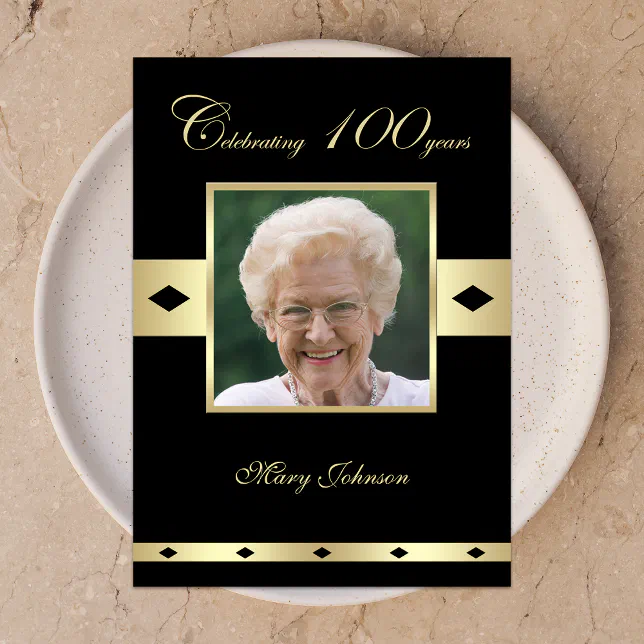 100th Birthday Party Invitation Photo 100th | Zazzle