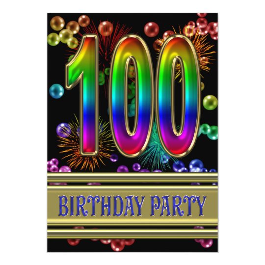 100th Birthday party Invitation with bubbles | Zazzle.com