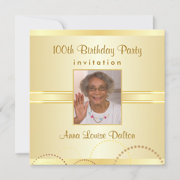 100th Birthday Party Invitations - Photo Optional | Zazzle
