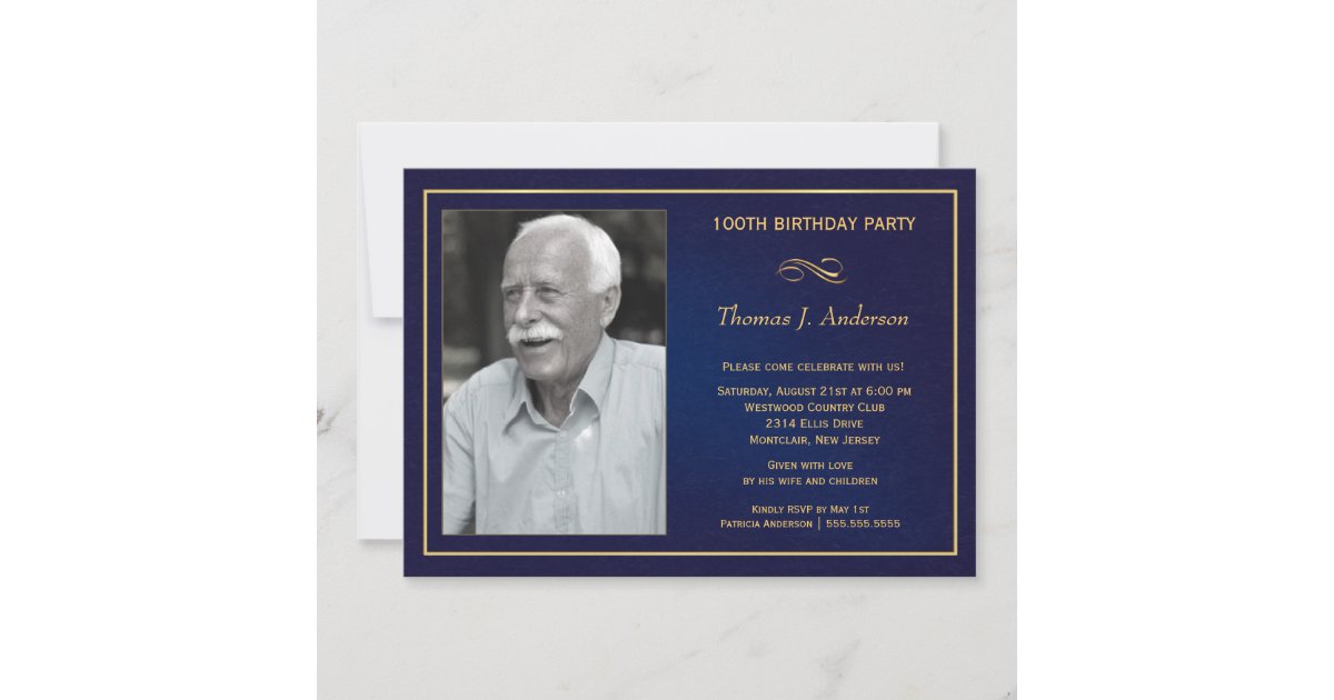 100th Birthday Party Invitations with photo | Zazzle