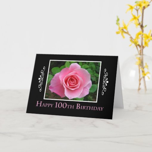 100th Birthday Pink Rose Card | Zazzle
