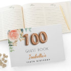 100th birthday rose gold eucalyptus elegant guest book | Zazzle