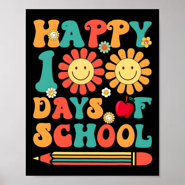 100th Day Of School Teacher Groovy - 100 Days Smar Poster | Zazzle