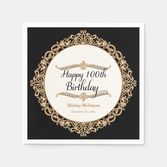100th Happy Birthday Party Celebration Round Decor Napkin