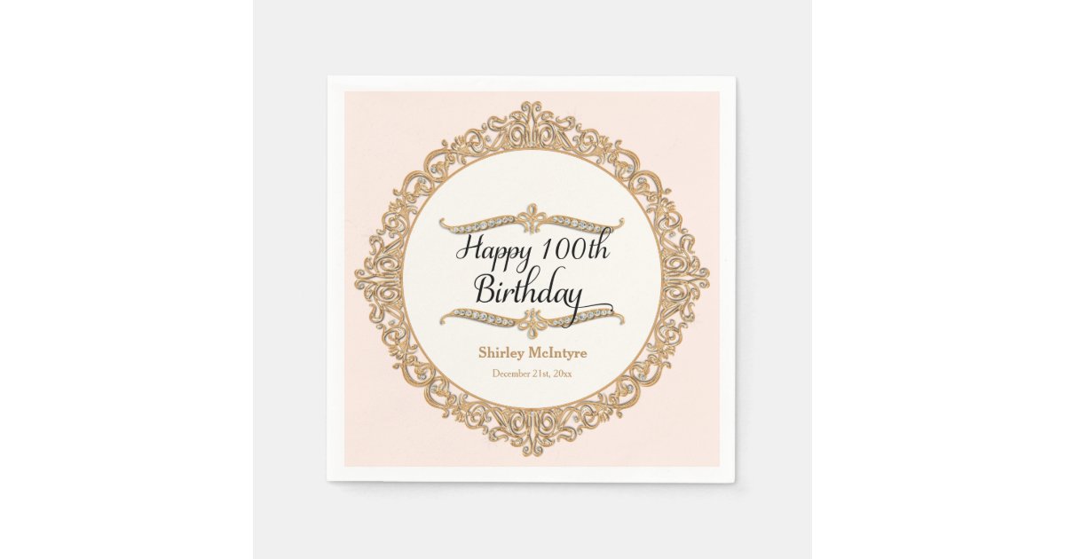 100th Happy Birthday Party Celebration Round Decor Napkins Zazzle