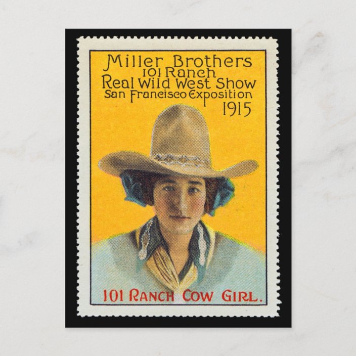 101 Ranch Cowgirl Poster Stamp,#1, Panama-Pacific Postcard | Zazzle.com