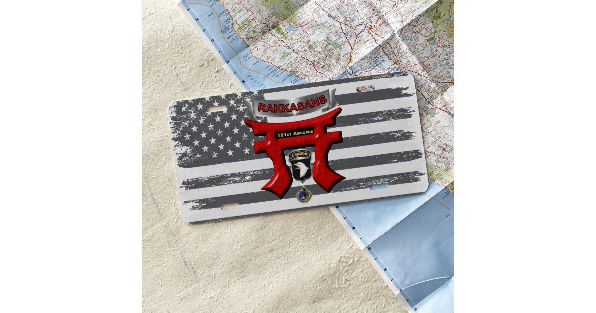 101st Airborne Division Rakkasans Battle Flag License Plate | Zazzle