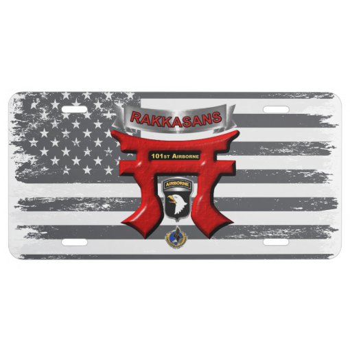 101st Airborne Division Rakkasans Battle Flag License Plate | Zazzle