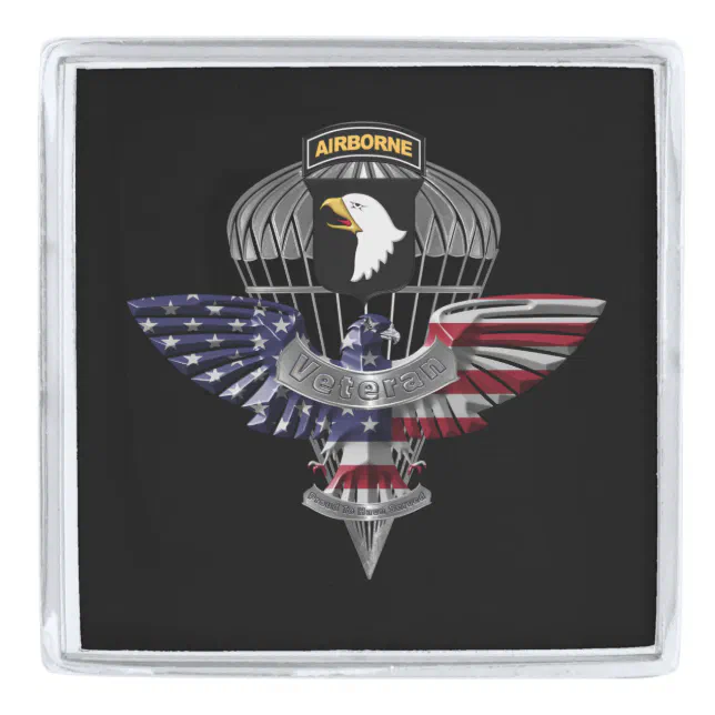 101st Airborne Division Veteran Silver Finish Lapel Pin | Zazzle