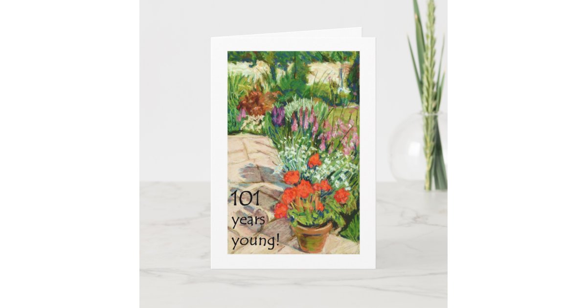 101st Birthday Card - Red Geraniums | Zazzle