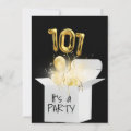101st Birthday Gold Balloons In White Box Invitation | Zazzle