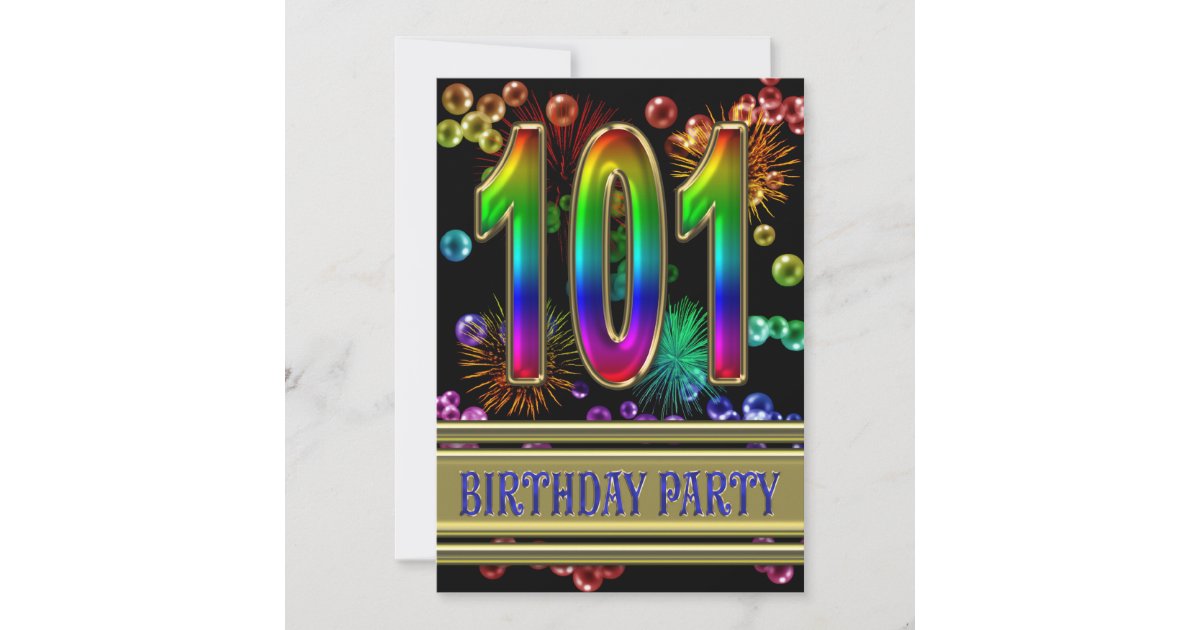101st Birthday party Invitation with bubbles | Zazzle