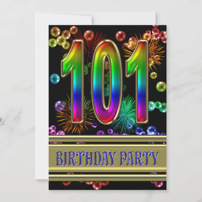 101st Birthday party Invitation with bubbles | Zazzle