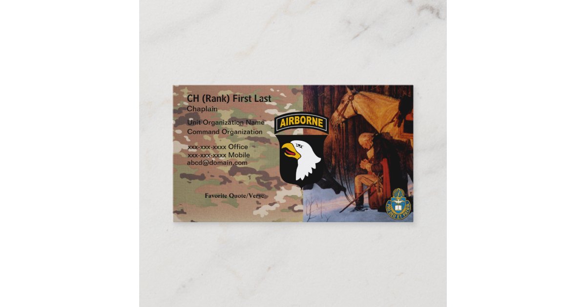 101st Division Chaplain Card | Zazzle