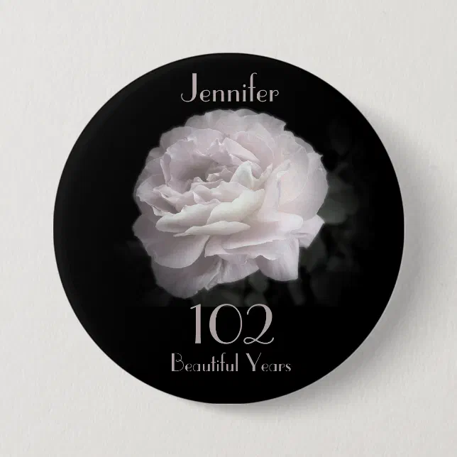 102 Years Old, Pale Pink Rose Button Pin | Zazzle