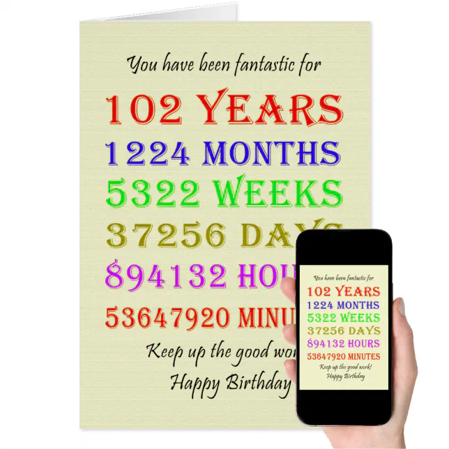 102nd Birthday Milestones | Zazzle