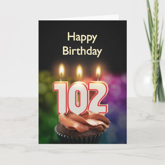 102nd Birthday with cake and candles Card | Zazzle.com