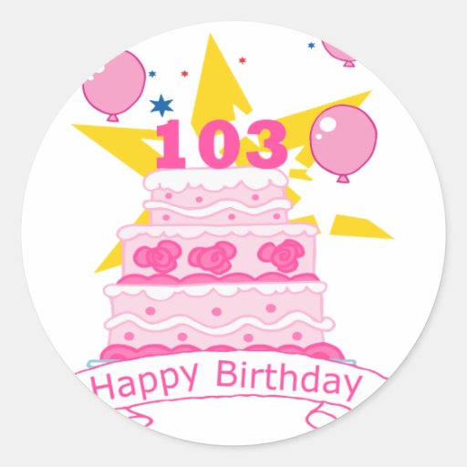 103 Year Old Birthday Cake Stickers