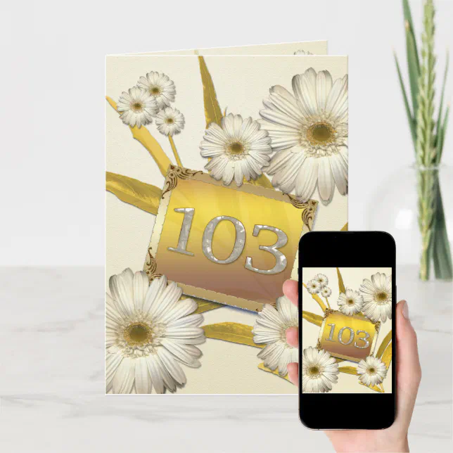 103rd Birthday card with daisies. | Zazzle
