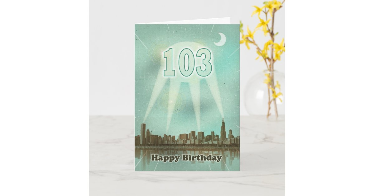 103rd Birthday City and Spotlights Card | Zazzle