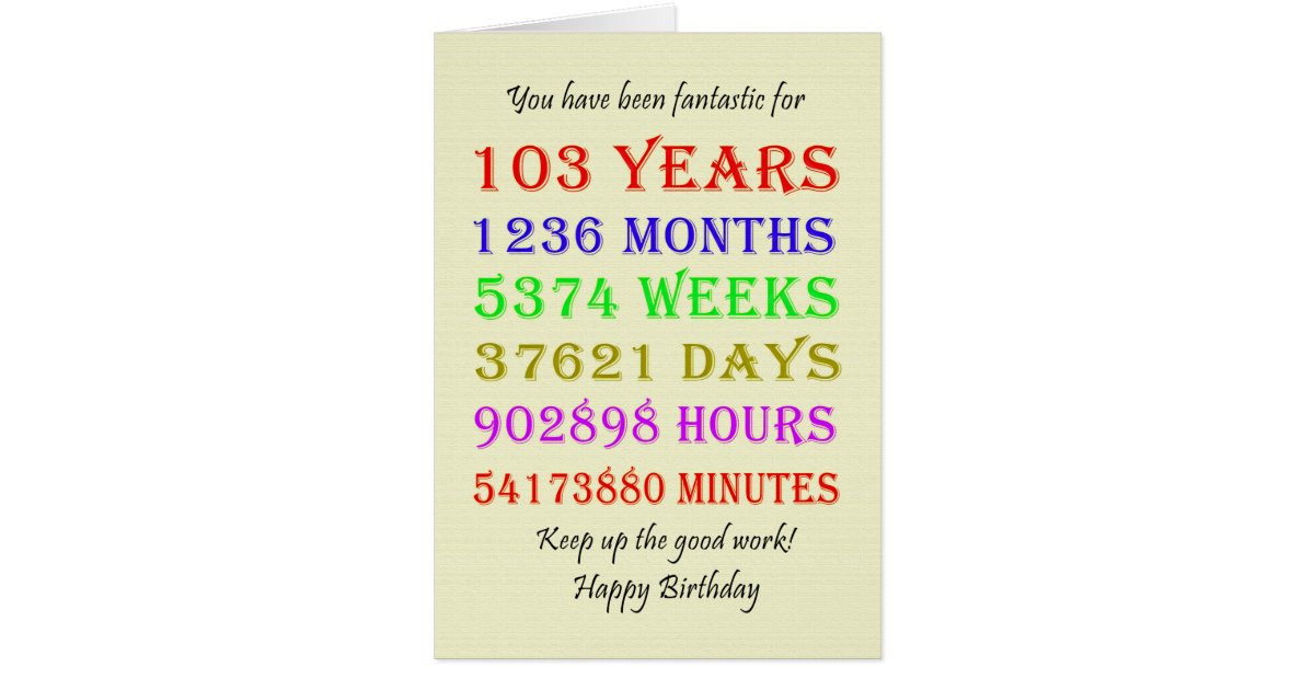 103rd Birthday Milestones | Zazzle