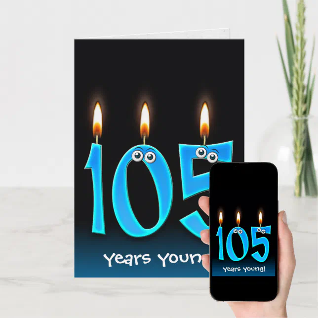 105th birthday candles on black card | Zazzle