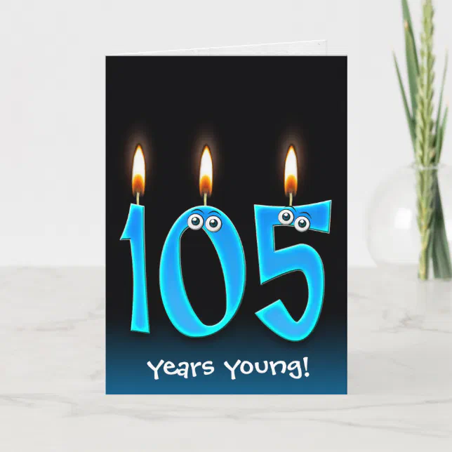 105th birthday candles on black card | Zazzle