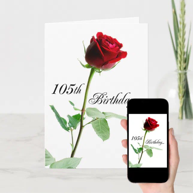105th Birthday Red Rose Card | Zazzle