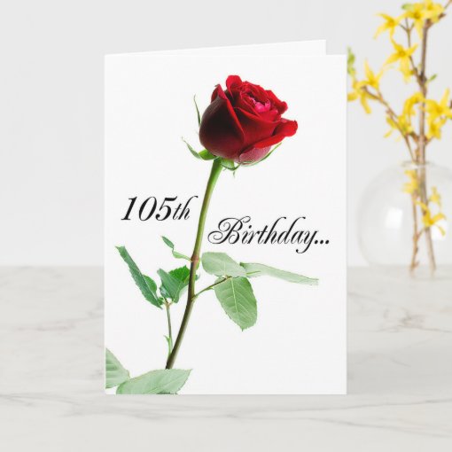 105th Birthday Red Rose Card | Zazzle
