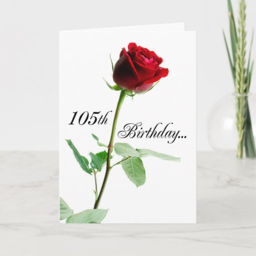 105th Birthday Red Rose Card | Zazzle