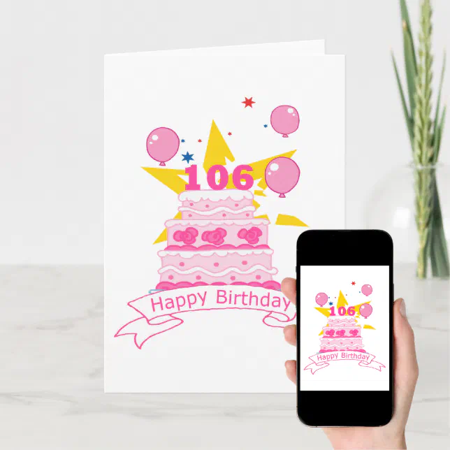 106 Year Old Birthday Cake Card | Zazzle