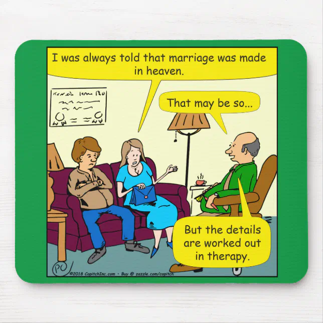 1090 marriage made in heaven cartoon mouse pad | Zazzle