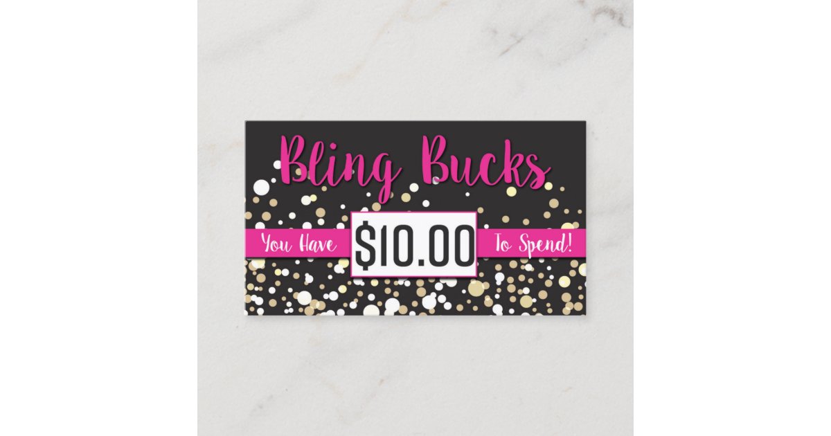 $10 Bling Bucks Discount Card | Zazzle