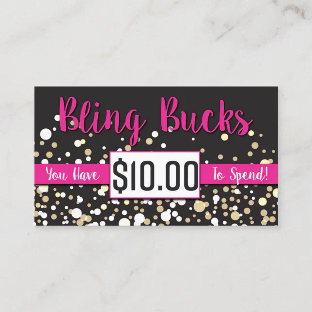 $10 Bling Bucks Discount Card | Zazzle