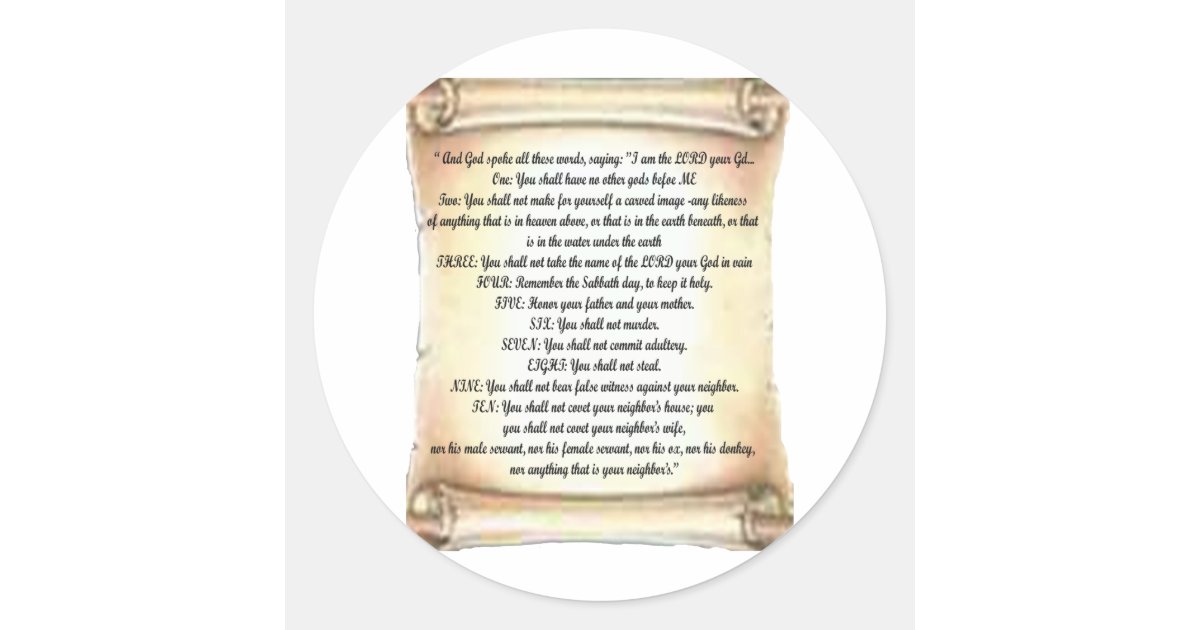 10 commandments classic round sticker | Zazzle
