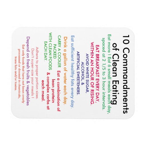10 Commandments of Clean Eating Magnet | Zazzle