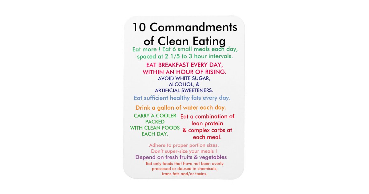 10 Commandments of Clean Eating Magnet | Zazzle