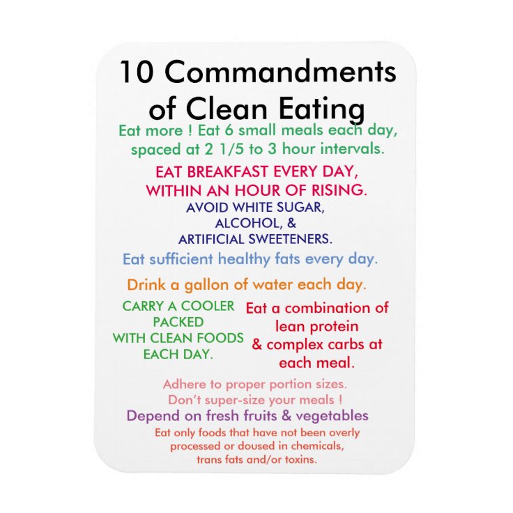 10 Commandments of Clean Eating Magnet | Zazzle