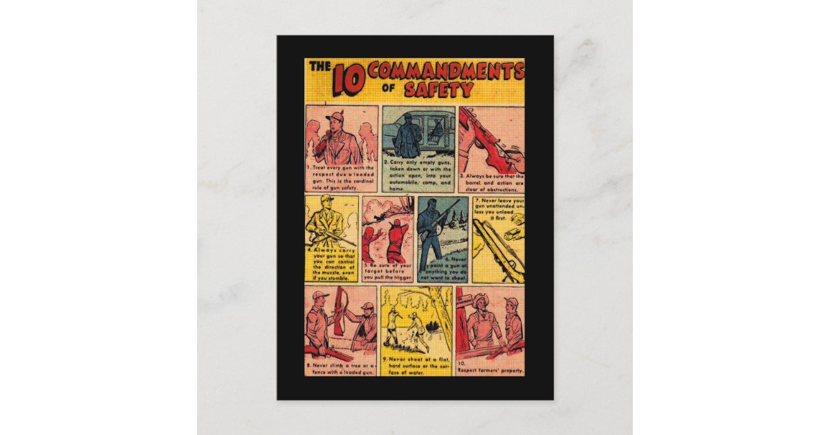 10 Commandments of Gun Safety Postcard | Zazzle