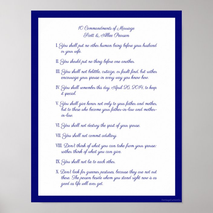 10 Commandments of Marriage Poster | Zazzle.com