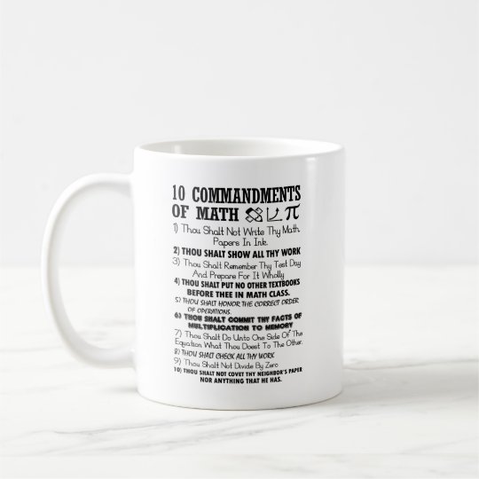 10 Commandments Of Math Mug | Zazzle.com