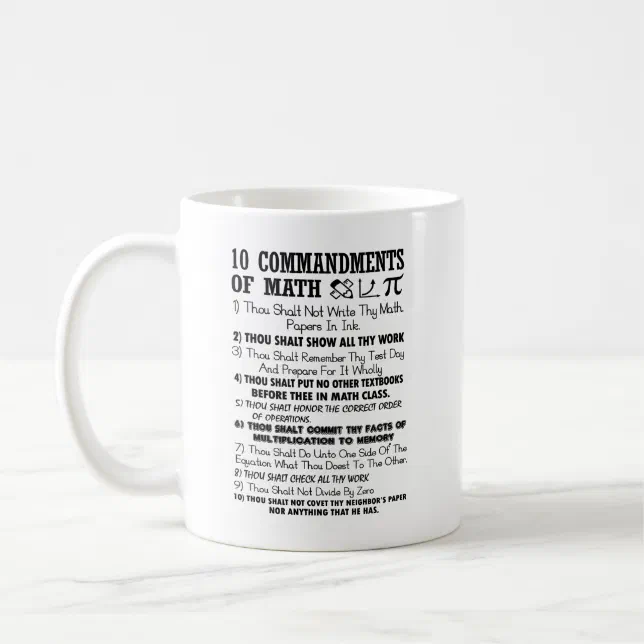 10 Commandments Of Math Mug | Zazzle