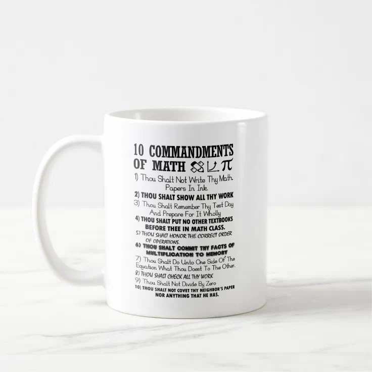 10 Commandments Of Math Mug | Zazzle