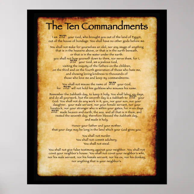 10 Commandments Poster 16 x 20 | Zazzle