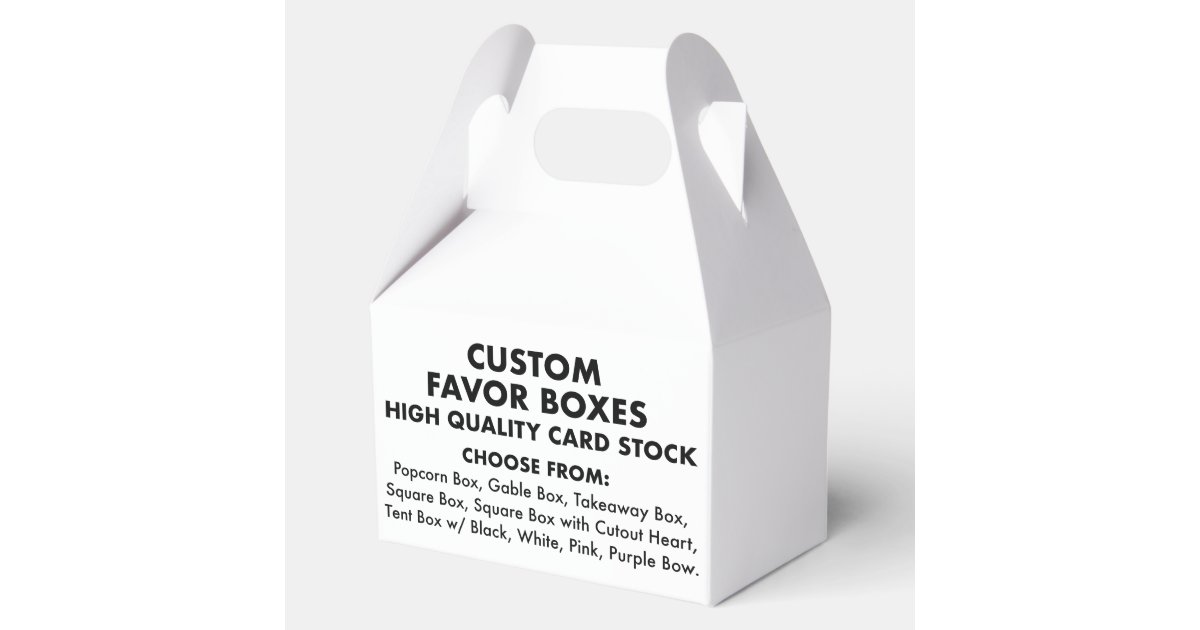 10 Custom Personalized Medium Gable Favor Boxes | Zazzle