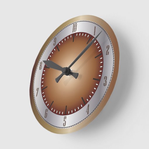 10 Hour Clock Brass and Silver | Zazzle
