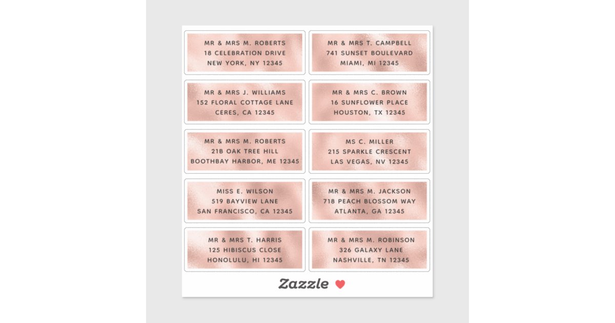 10 Individual Guest Name Address Party Wedding Sti Sticker | Zazzle