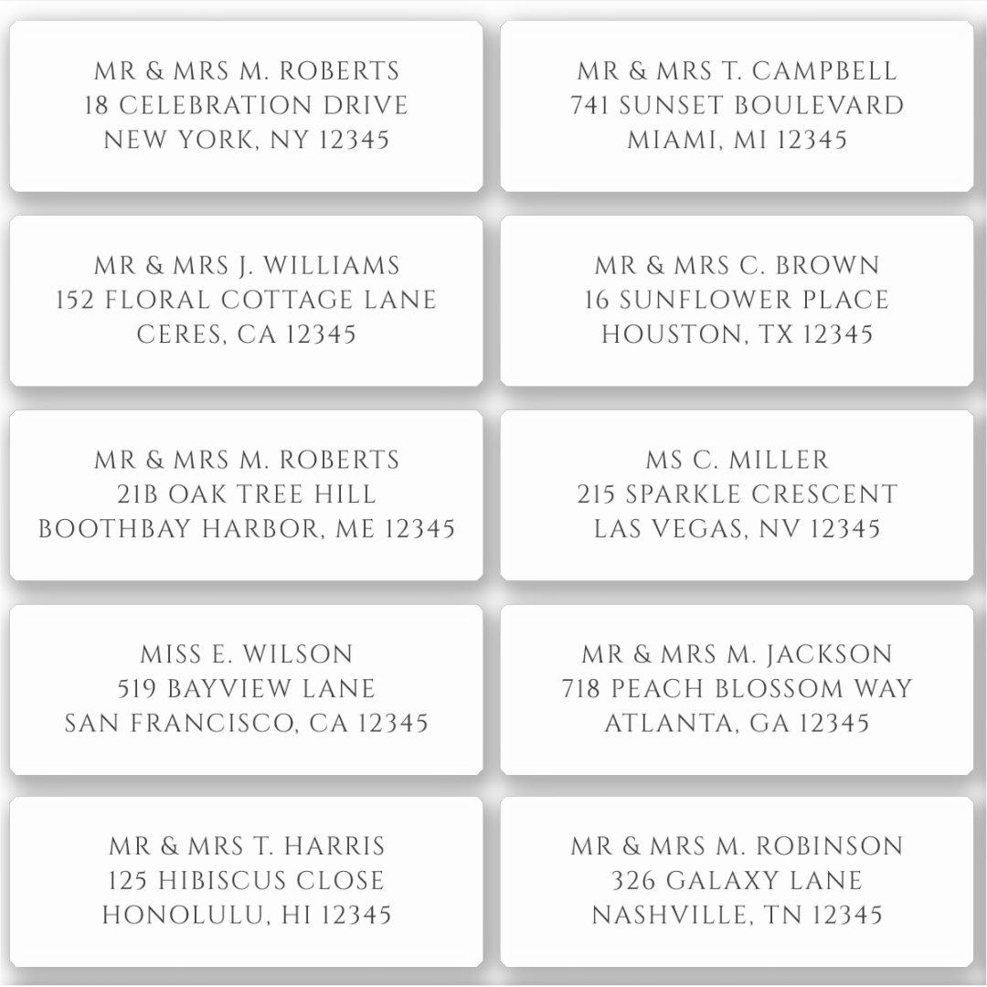 10 Individual Guest Name Address Party Wedding Sti Sticker | Zazzle